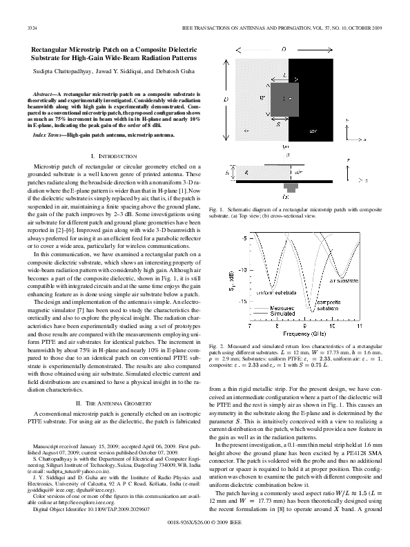 (PDF) Rectangular Microstrip Patch on a Composite Dielectric Substrate ...