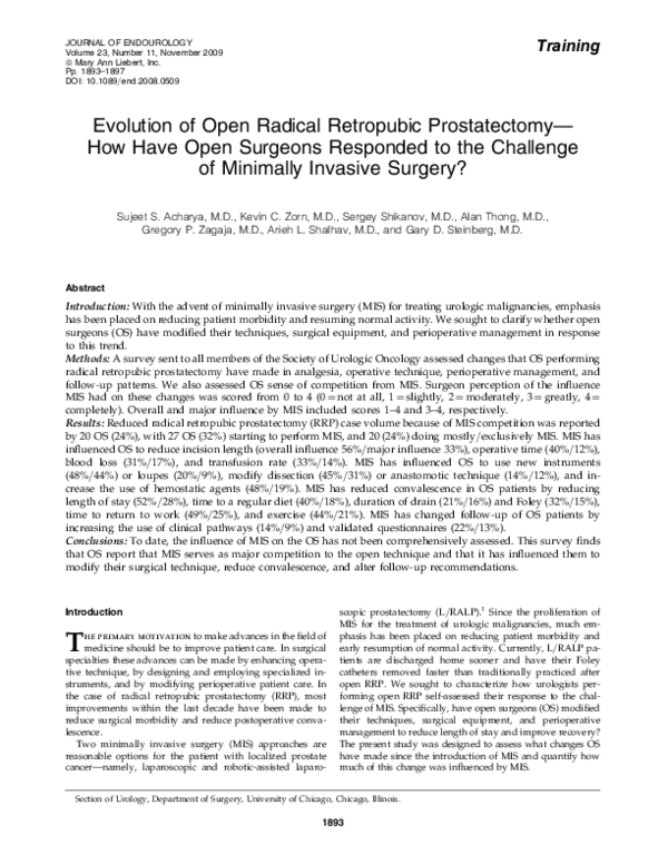 (PDF) Evolution of Open Radical Retropubic Prostatectomy—How Have Open ...