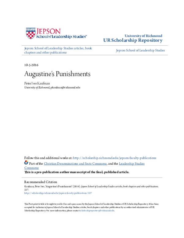 (PDF) Augustine's Punishments