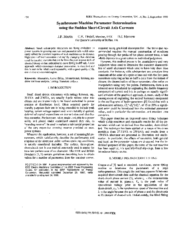 (PDF) Synchronous machine parameter determination and finite element analysis