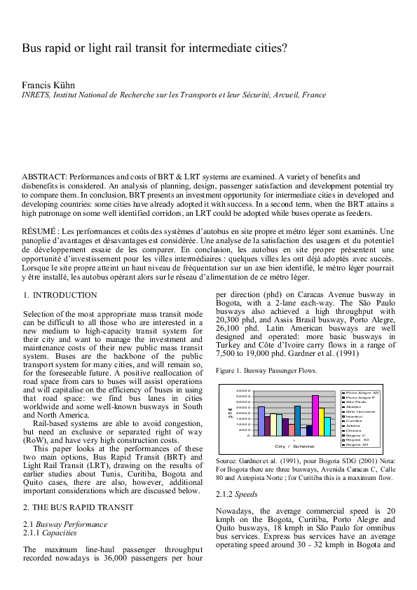 (PDF) Bus rapid or light rail transit for intermediate cities ...