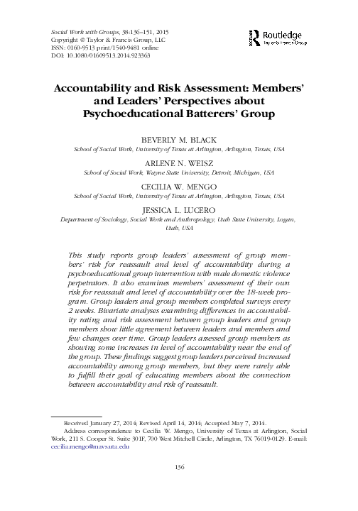 (PDF) Accountability and Risk Assessment: Members’ and Leaders ...
