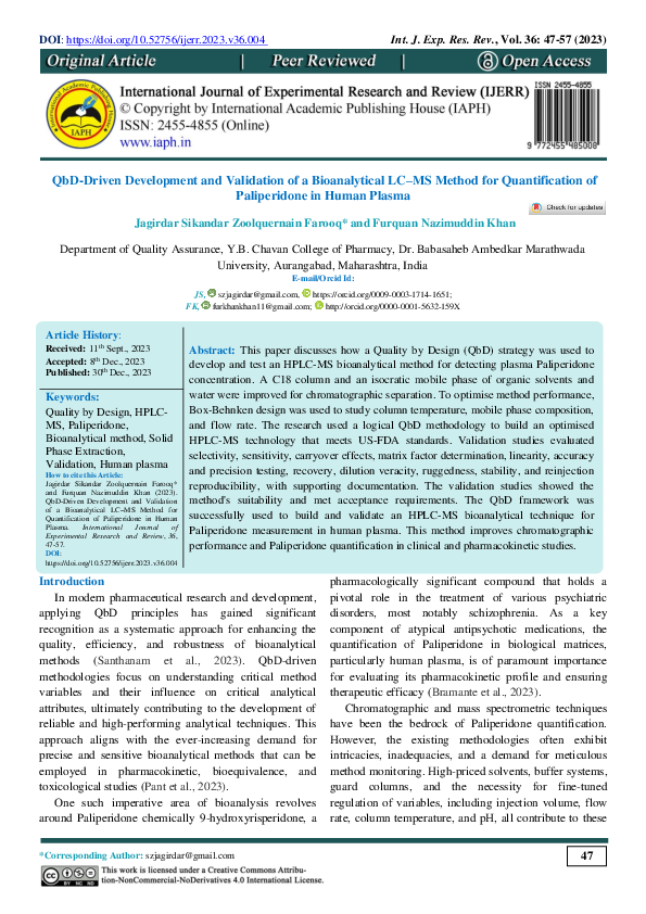 Pdf Qbd Driven Development And Validation Of A Bioanalytical Lc Ms Method For Quantification