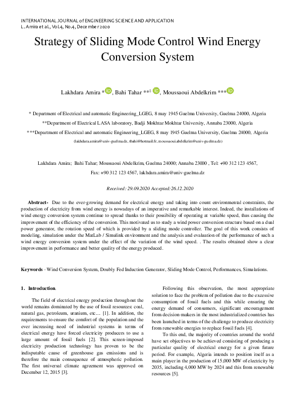 (PDF) Strategy of Sliding Mode Control Wind Energy Conversion System