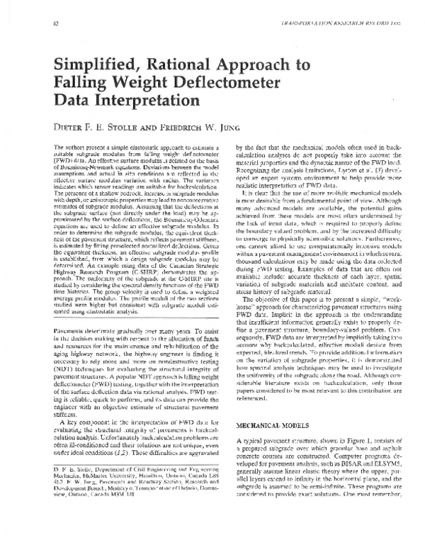 (PDF) Rational Approach to FWD Data Interpretation