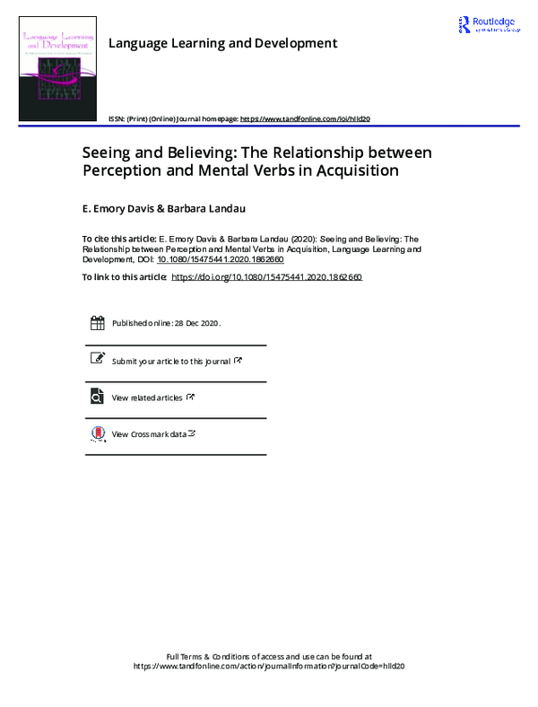 (PDF) Seeing and Believing: The Relationship between Perception and ...