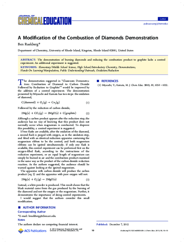 (PDF) A Modification of the Combustion of Diamonds Demonstration