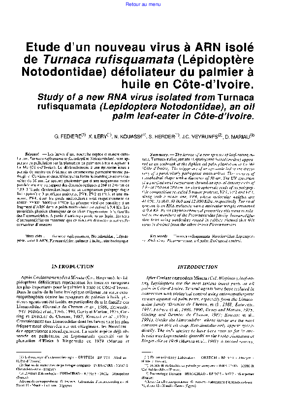 (PDF) Etude d'un nouveau virus à ARN isolé de Turnaca rufisquamata ...