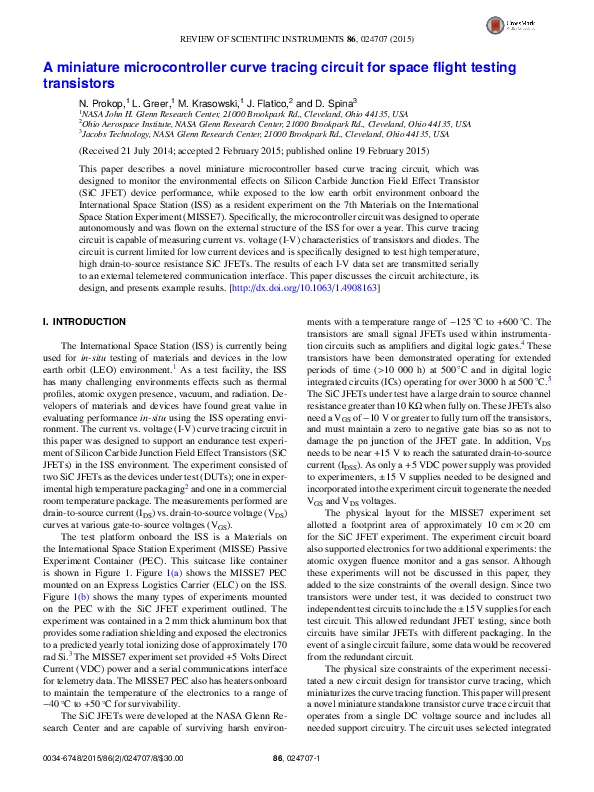 (PDF) A miniature microcontroller curve tracing circuit for space ...