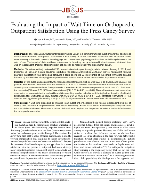 (PDF) Evaluating the Impact of Wait Time on Orthopaedic Outpatient ...