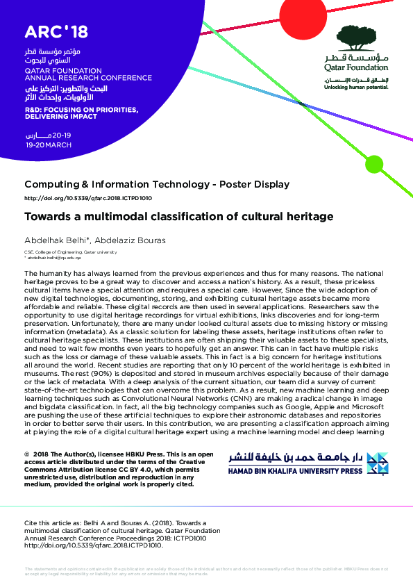 (PDF) Towards a multimodal classification of cultural heritage