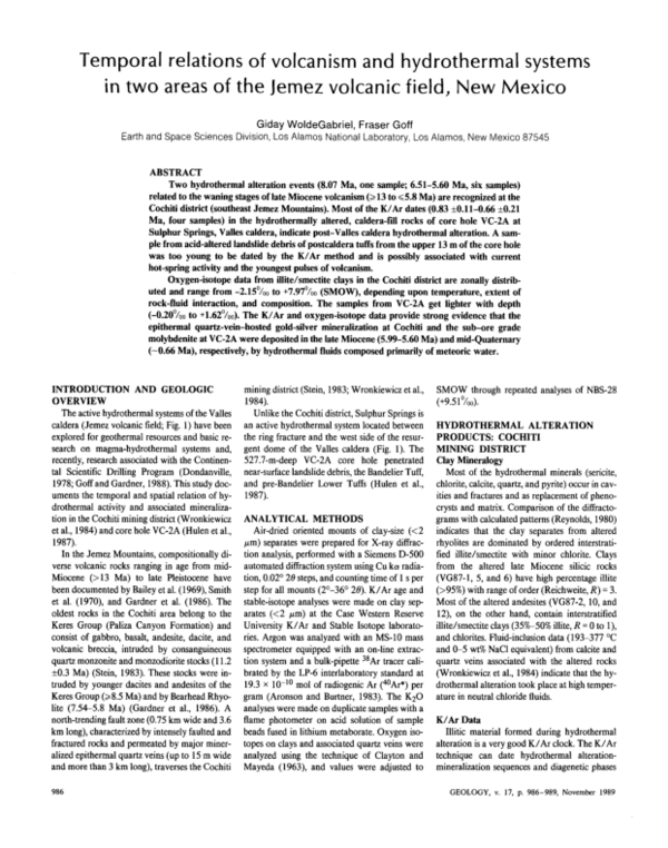 (PDF) Temporal relations of volcanism and hydrothermal systems in two ...