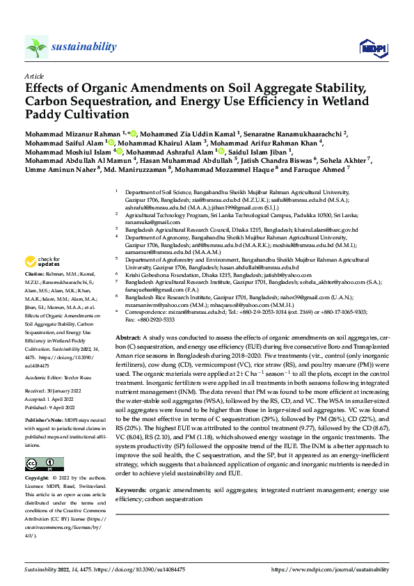 (PDF) Effects of Organic Amendments on Soil Aggregate Stability, Carbon Sequestration, and ...