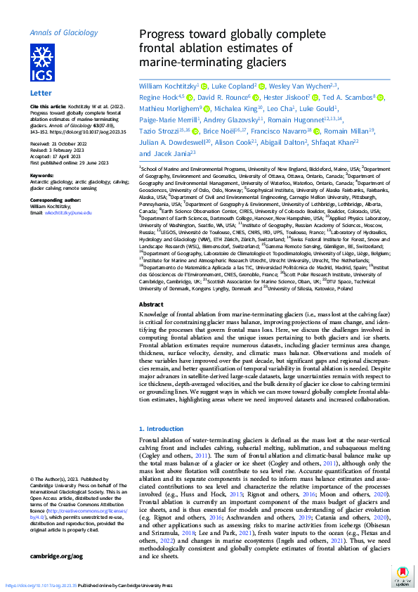 (PDF) Progress toward globally complete frontal ablation estimates of ...