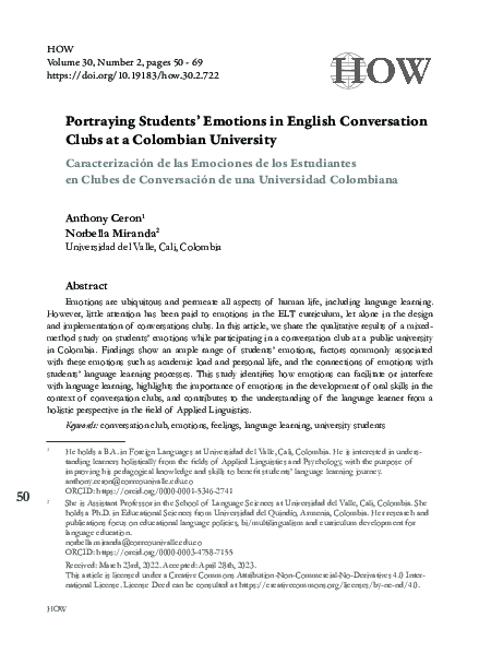 (PDF) Portraying Students’ Emotions in English Conversation Clubs at a ...