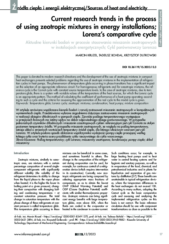 (PDF) Current research trends in the process of using zeotropic ...