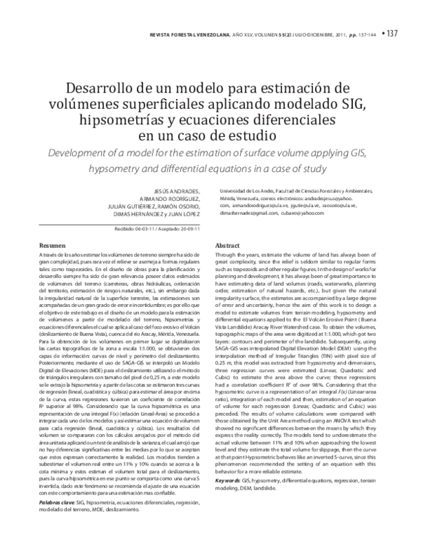 (PDF) Desarrollo de un modelo para estimación de volúmenes ...