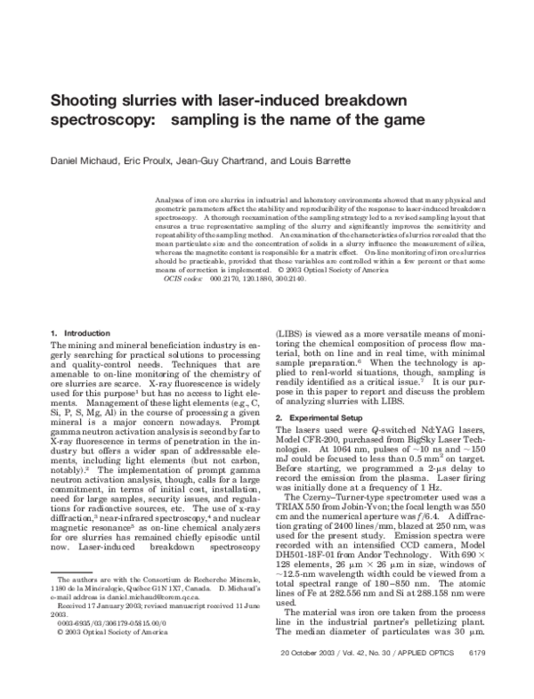 (PDF) Shooting slurries with laser-induced breakdown spectroscopy ...