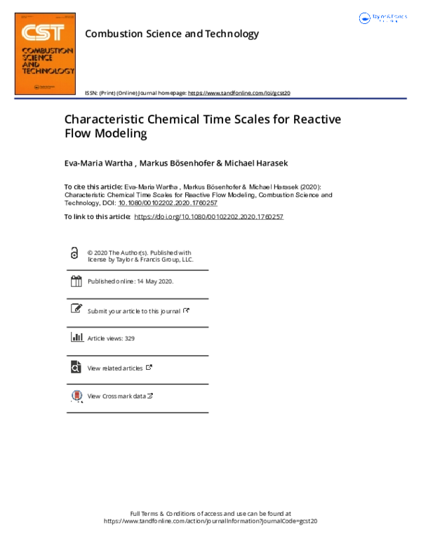 (PDF) Characteristic Chemical Time Scales for Reactive Flow Modeling