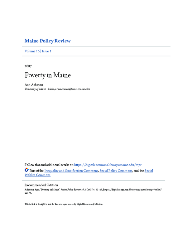 (PDF) Poverty in Maine