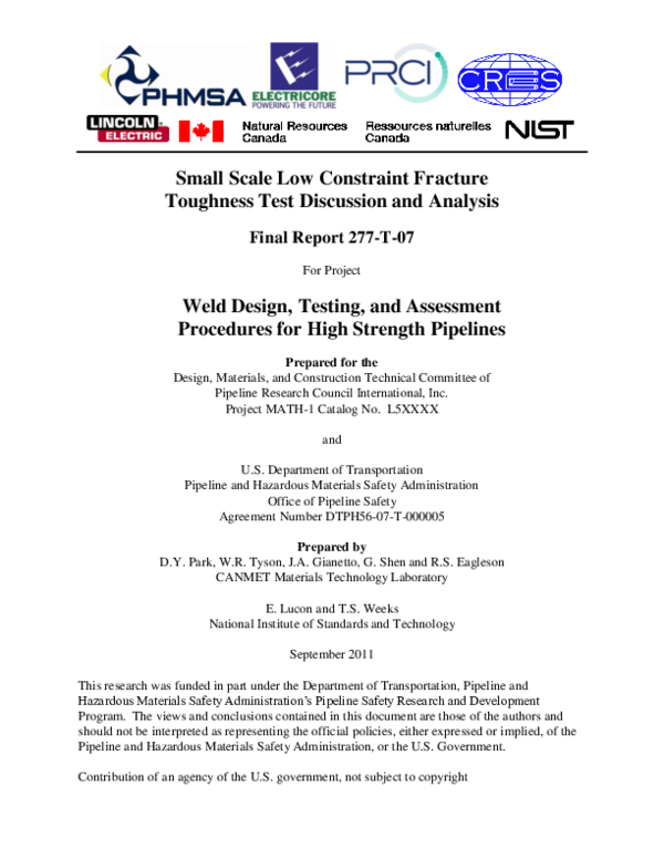 (PDF) Small-Scale Low-Constraint Fracture Toughness Test Discussion and ...