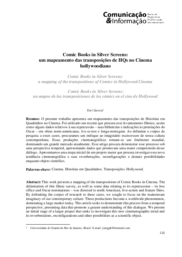 (PDF) Comic Books in Silver Screens