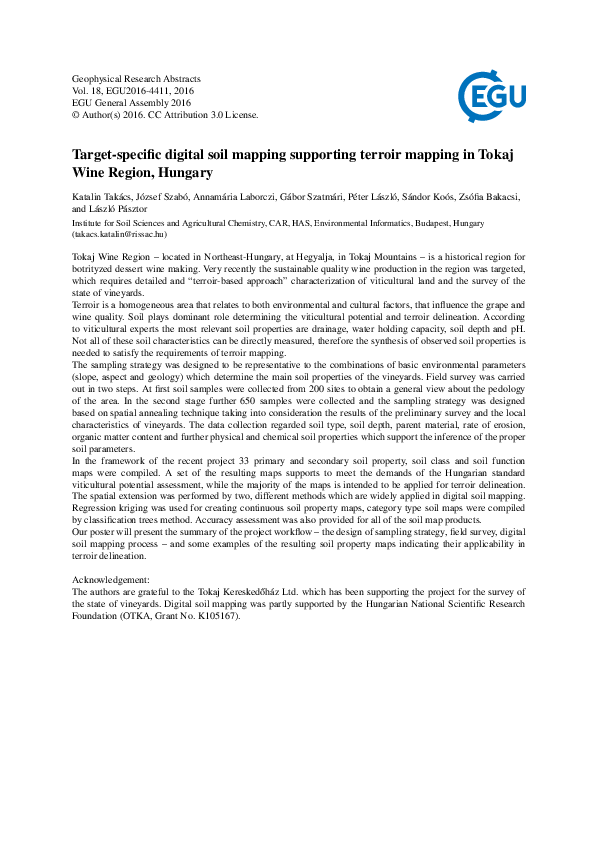(PDF) Target-specific digital soil mapping supporting terroir mapping ...