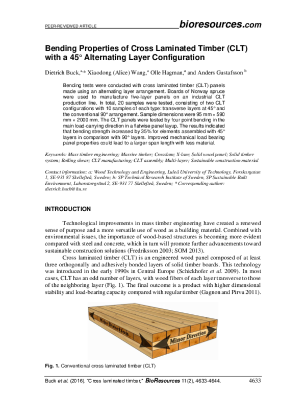 (PDF) Bending Properties of Cross Laminated Timber (CLT) with a 45 ...