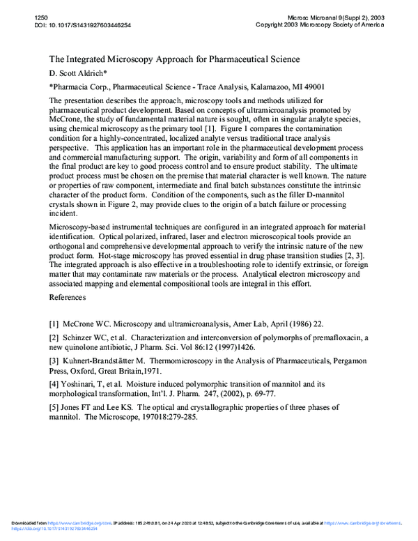 (PDF) The Integrated Microscopy Approach for Pharmaceutical Science