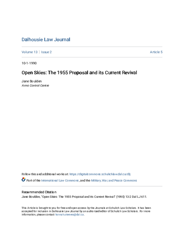 (PDF) Open Skies: The 1955 Proposal andits Current Revival