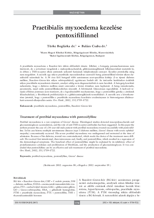 (PDF) Treatment of pretibial myxoedema with pentoxifylline