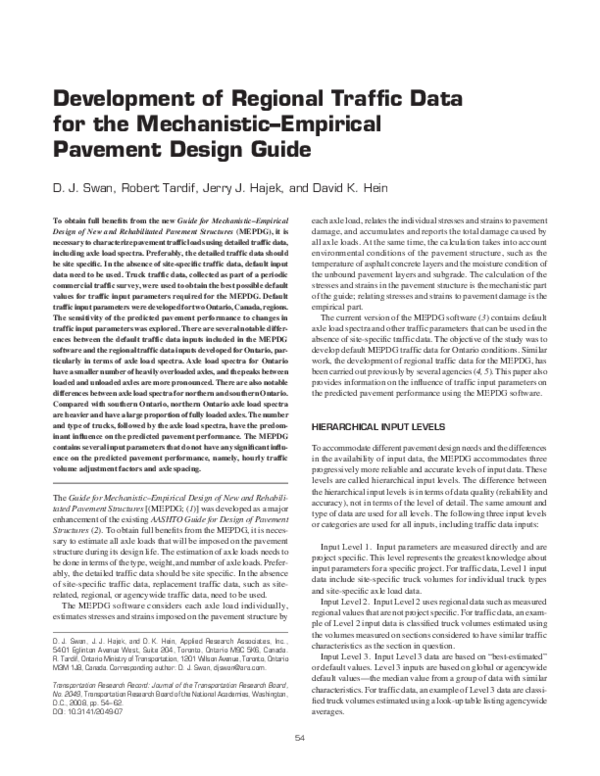 (PDF) Development of Regional Traffic Data for the Mechanistic–Empirical Pavement Design Guide