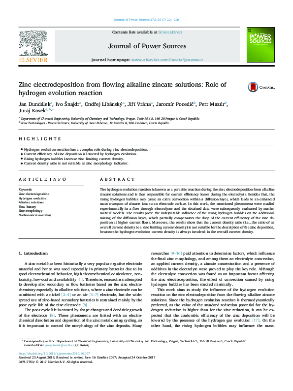 (PDF) Zinc electrodeposition from flowing alkaline zincate solutions ...