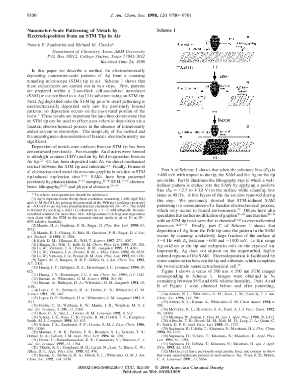 (PDF) Nanometer-Scale Patterning of Metals by Electrodeposition from an ...
