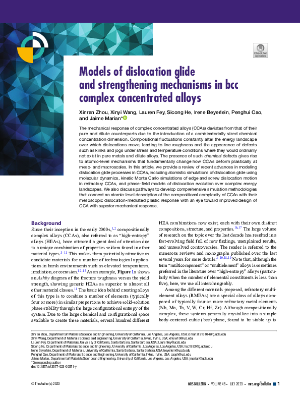 (PDF) Models of dislocation glide and strengthening mechanisms in bcc ...