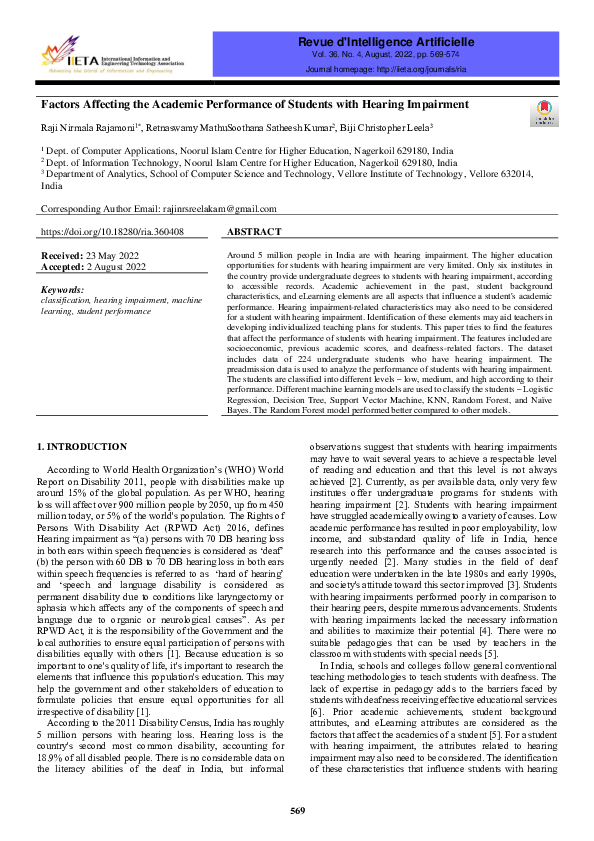 (PDF) Factors Affecting the Academic Performance of Students with ...