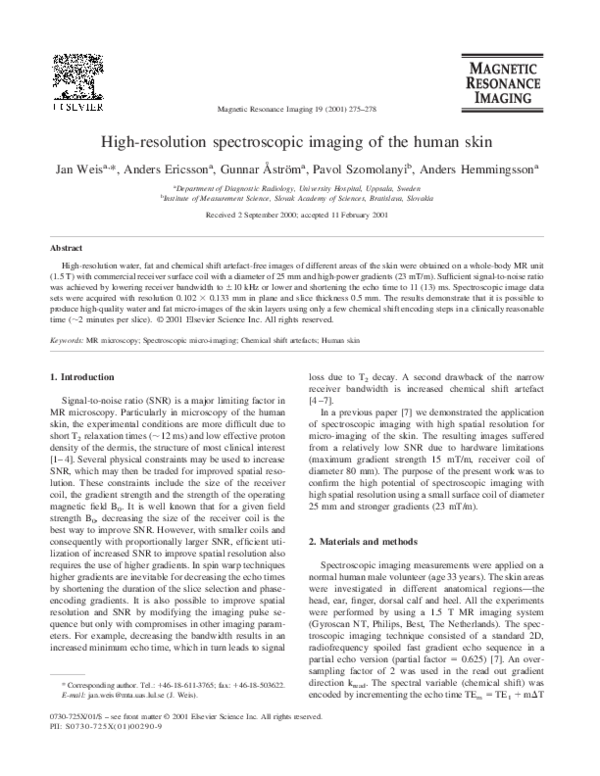 (PDF) High-resolution spectroscopic imaging of the human skin | Gunnar ...