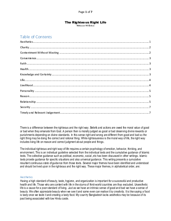 (PDF) Righteous and Right Way of Life