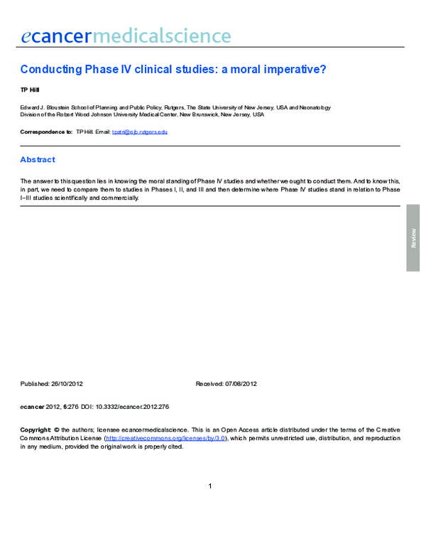 (PDF) Phase IV Clinical Studies