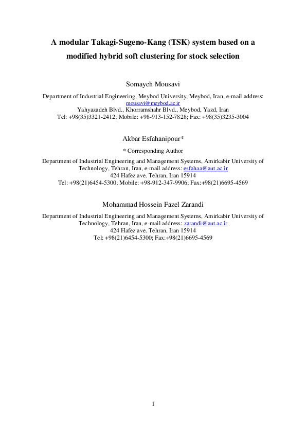 (PDF) A modular Takagi-Sugeno-Kang (TSK) system based on a modified hybrid soft clustering for ...