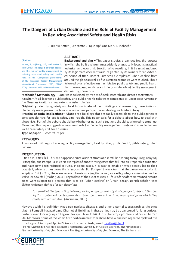 (PDF) The dangers of urban decline and the role of facility management ...