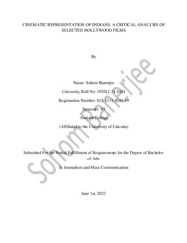 (PDF) CINEMATIC REPRESENTATION OF INDIANS: A CRITICAL ANALYSIS OF SELECTED HOLLYWOOD FILMS