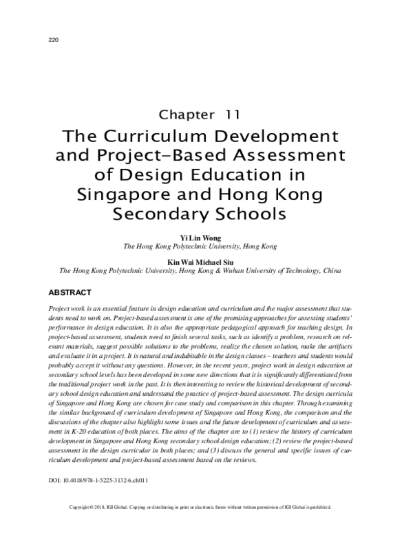 (PDF) The Curriculum Development and Project-Based Assessment of Design ...