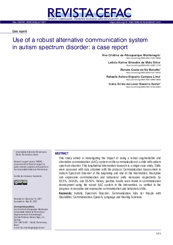 (PDF) Use of a robust alternative communication system in autism ...