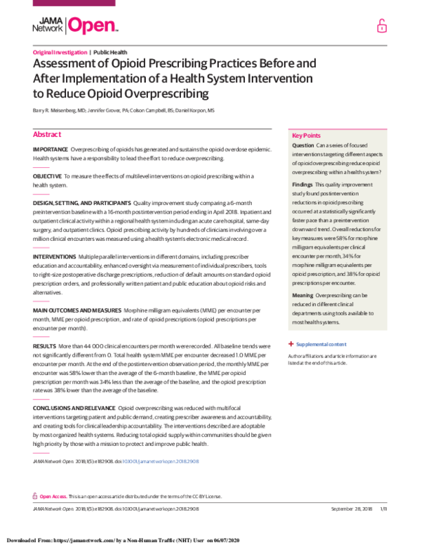 (PDF) Assessment of Opioid Prescribing Practices Before and After ...
