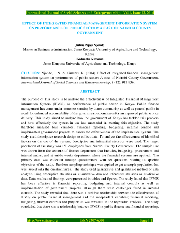 (PDF) Effect of Integrated Financial Management Information System on ...