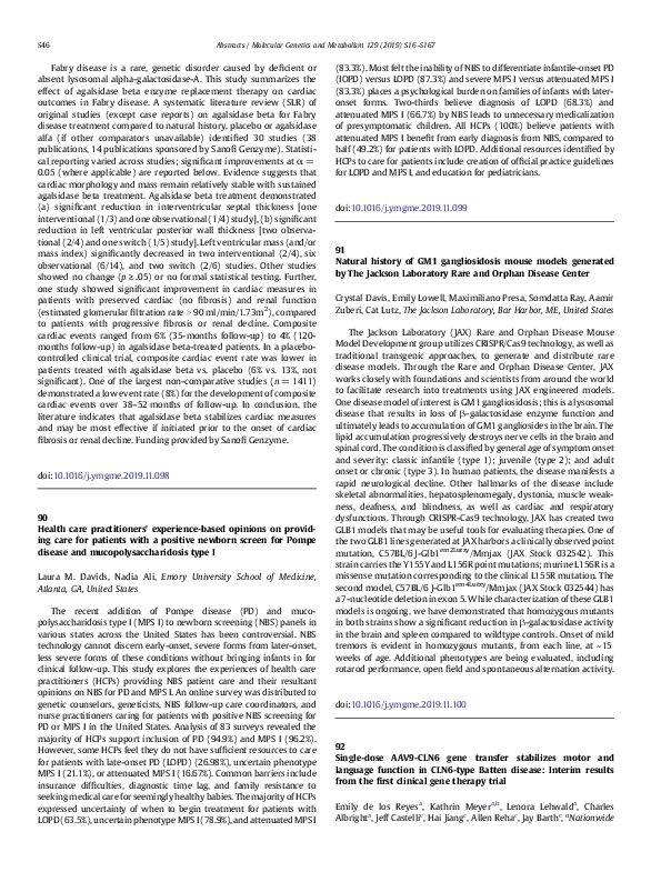 (PDF) Natural history of GM1 gangliosidosis mouse models generated by ...
