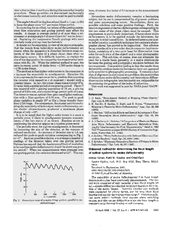 (PDF) Universal method for determining the focal length of optical systems by moire deflectometry