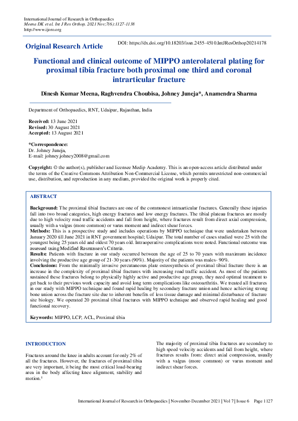 (PDF) Functional and clinical outcome of MIPPO anterolateral plating ...