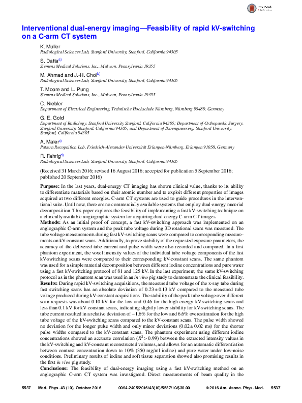 (PDF) Interventional dual-energy imaging-Feasibility of rapid kV ...